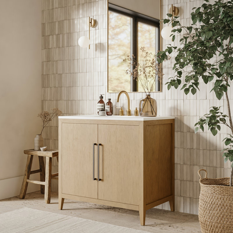 Highbury Furnishings Alsup 36" Single Bathroom Vanity with Quartz Top & Reviews | AllModern